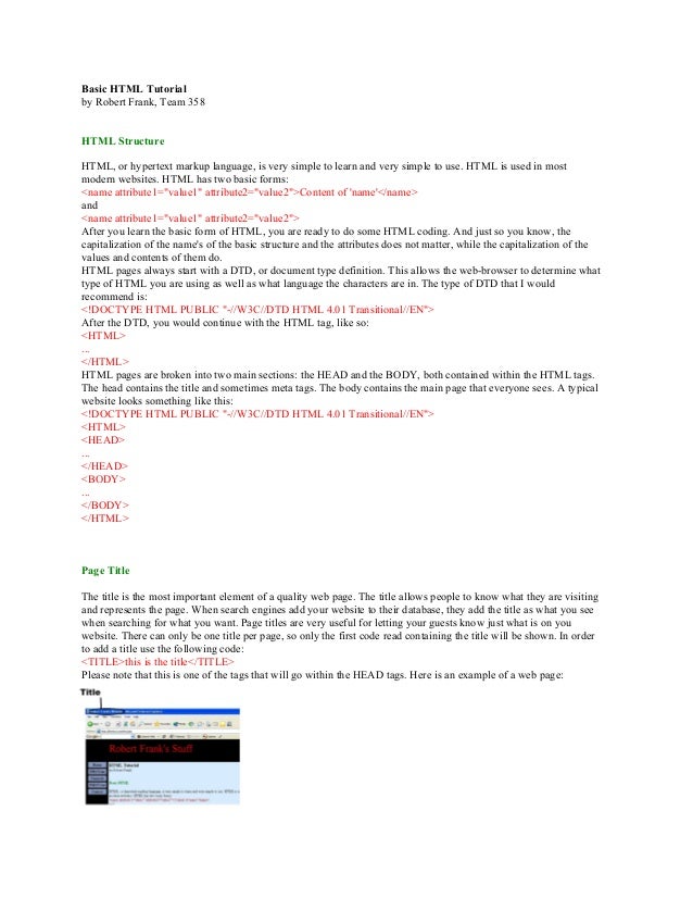 Basic Html Tutorial For Developing A Website By Za3mi