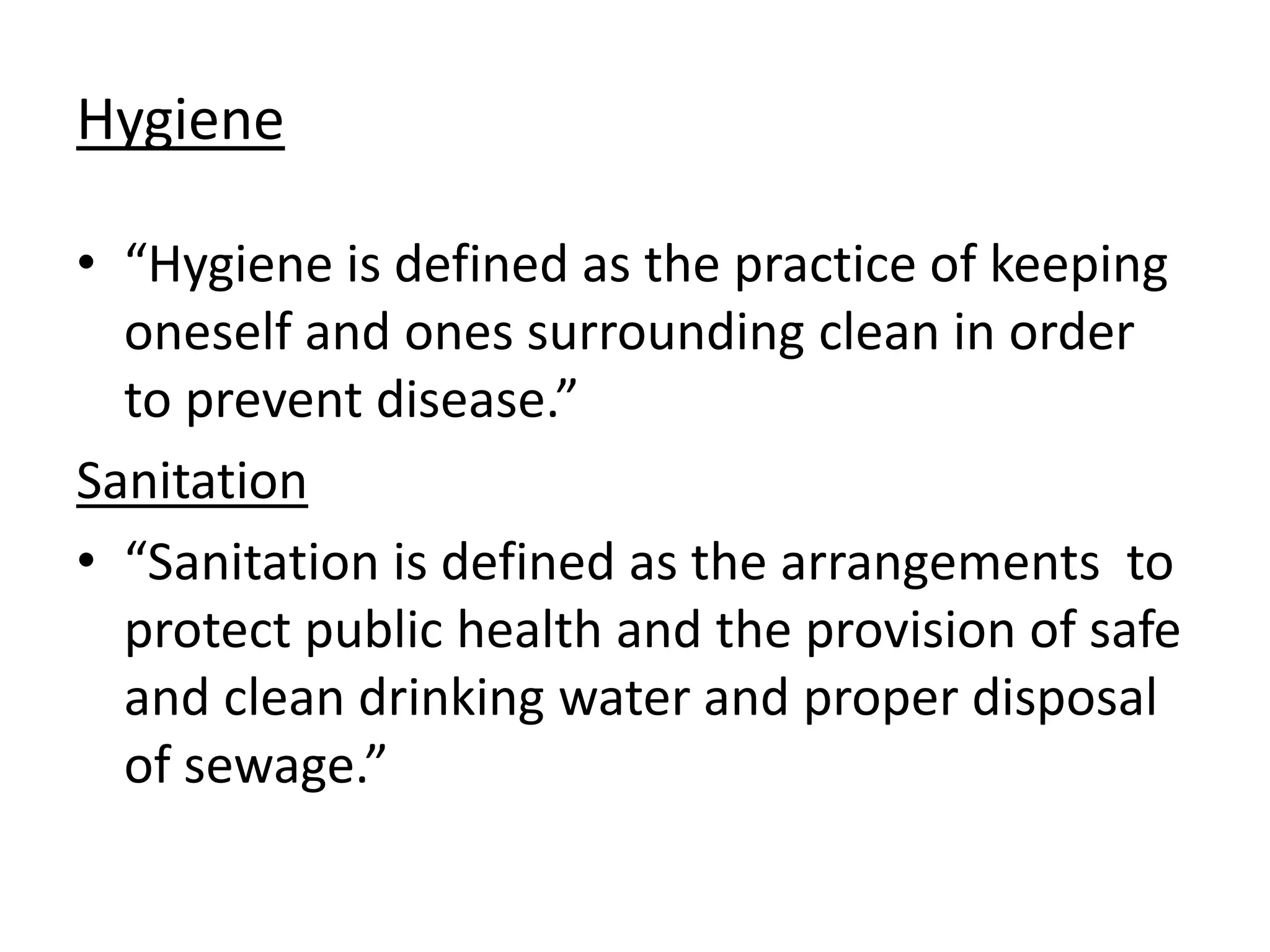 Basic hygiene and sanitation | PPTX