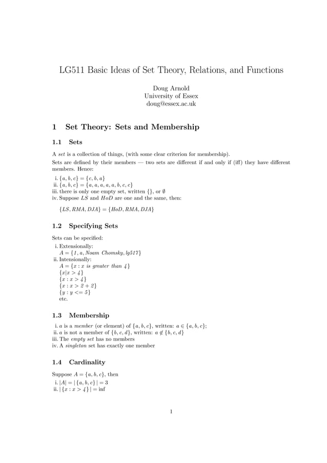 Basic idea of set theory | PDF