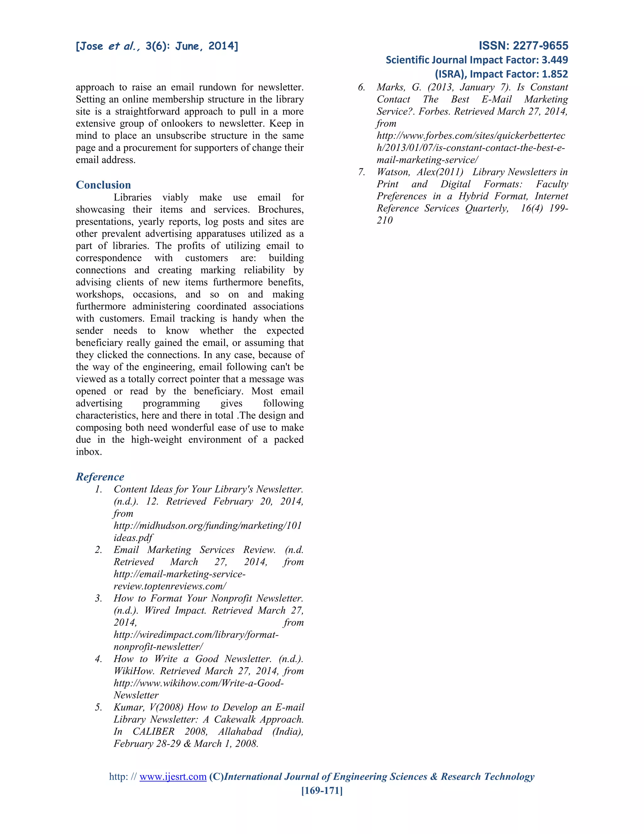 Basic ideas of making email library newsletters | PDF