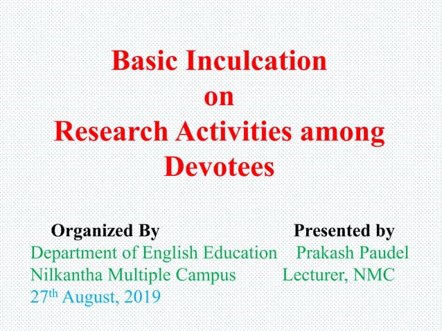 Basic Inculcation on Research Activities among Devotees.pptx