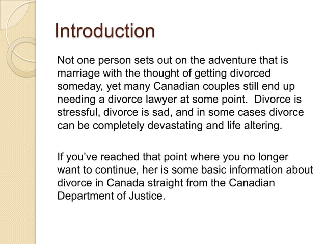 Basic Information About Divorce in Canada | PPT