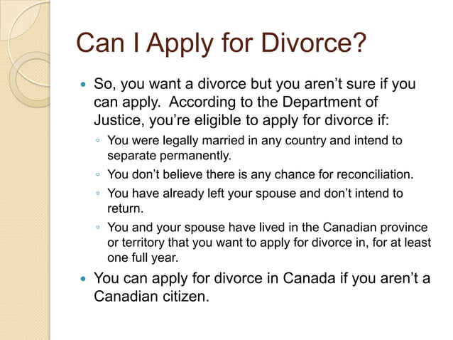 Basic Information About Divorce in Canada | PPT