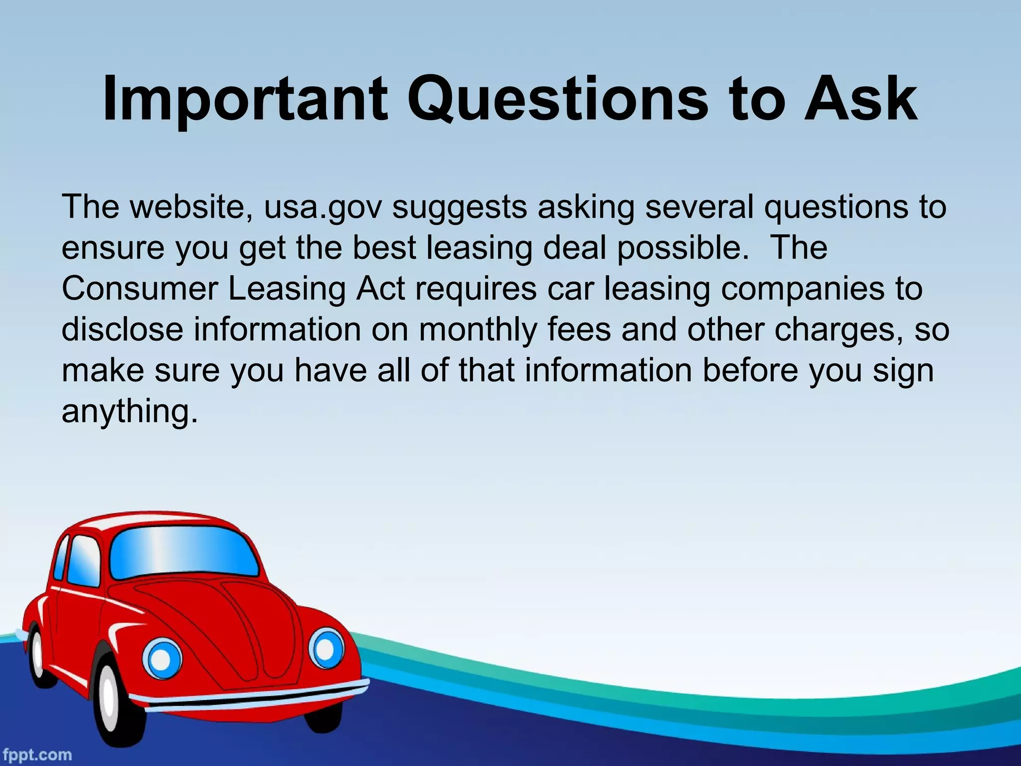 Basic information about leasing a vehicle | PPT