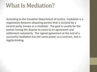 Basic Information About Mediation | PPTX
