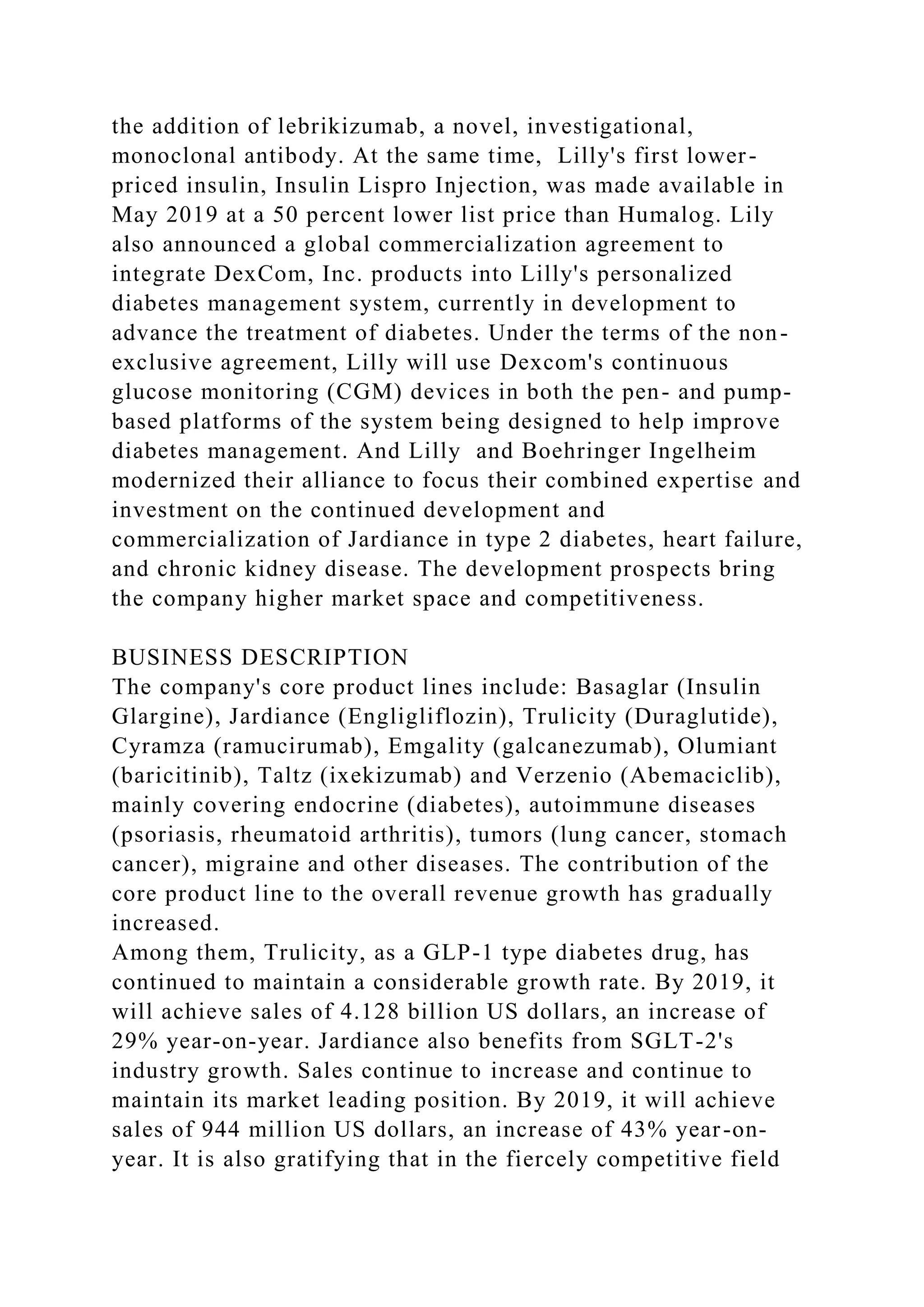 BASIC INFORMATIONEli Lilly and Company is one of the largest glo.docx