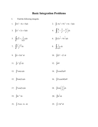 Basic Integration Problems Mathematics Calculus.pdf