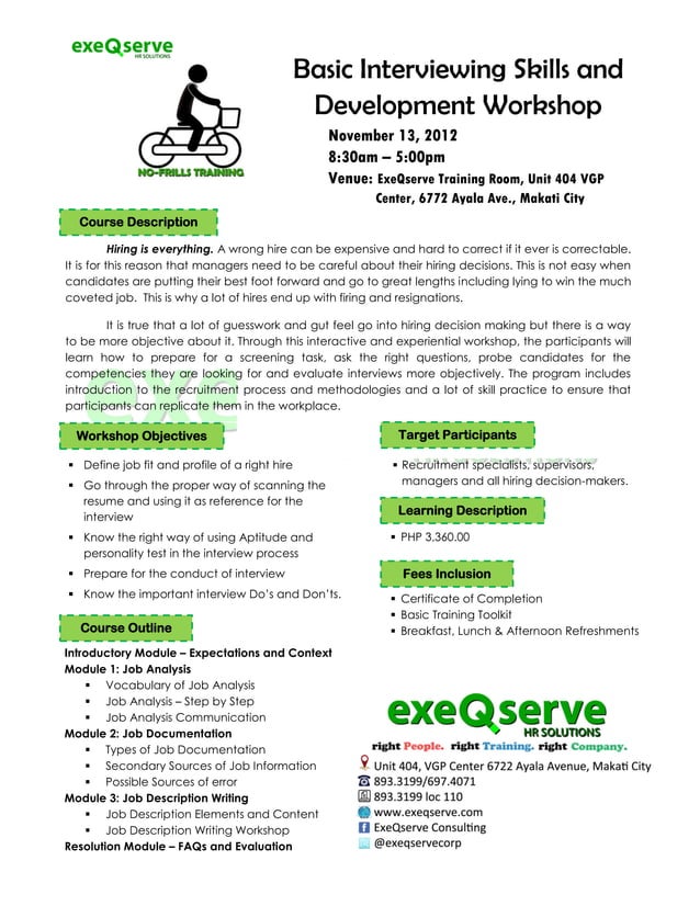 Basic interviewing skills workshop | PDF | Resume Writing and Advice ...