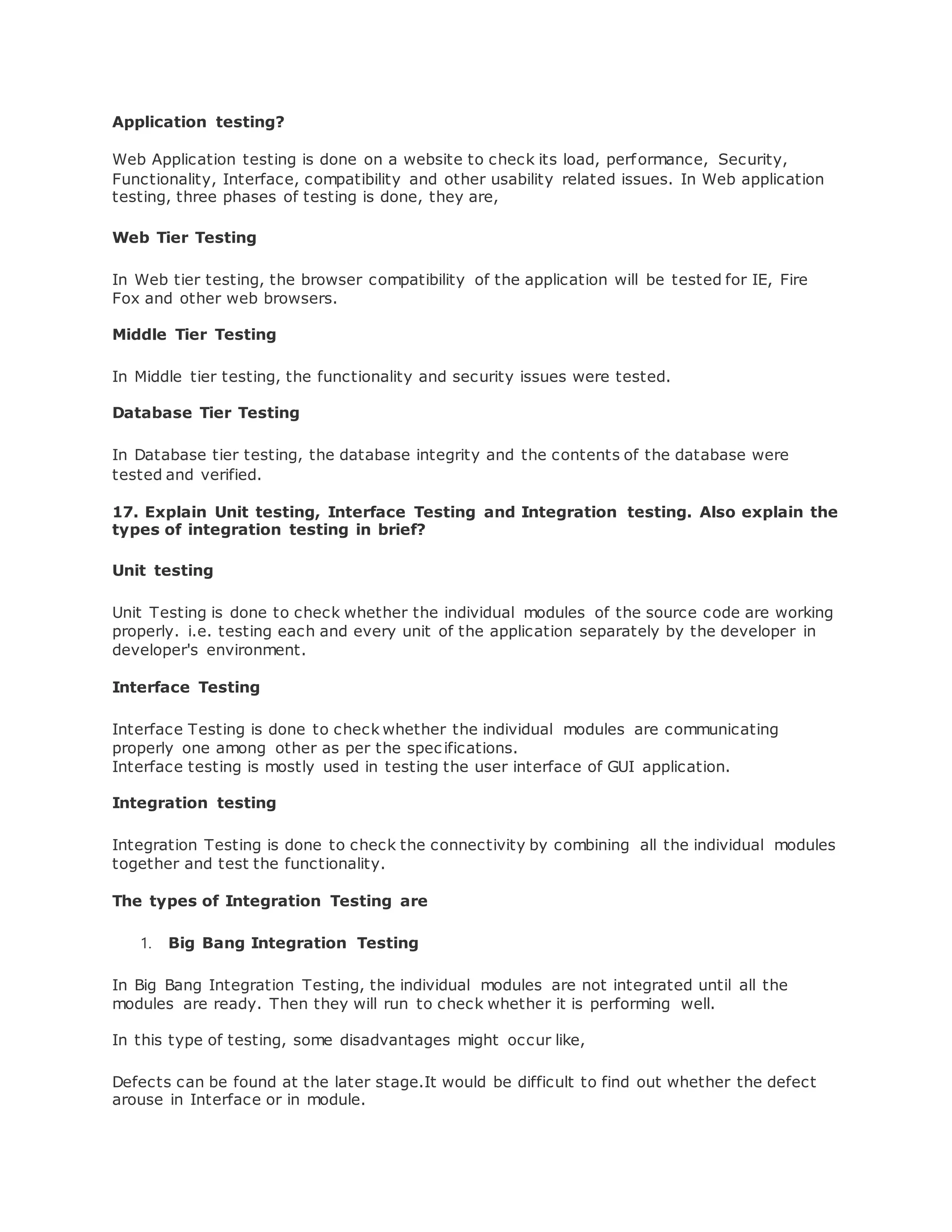 Basic interview questions for manual testing | DOCX