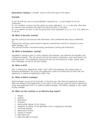 Basic interview questions for manual testing | DOCX