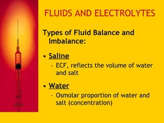 Basic Intravenous Therapy 3: Fluids And Electrolytes, Balance and ...