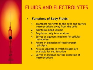 Basic Intravenous Therapy 3: Fluids And Electrolytes, Balance and ...