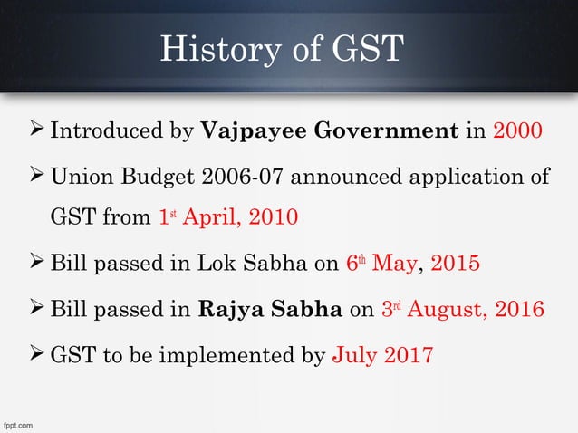 Basic introduction of GST | PPT | Business Accounting & Finance | Business