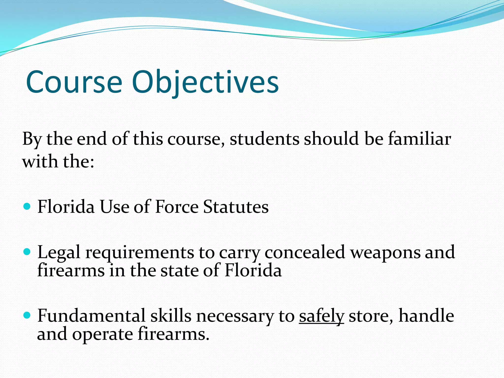 Basic introduction to florida concealed weapons laws | PPTX