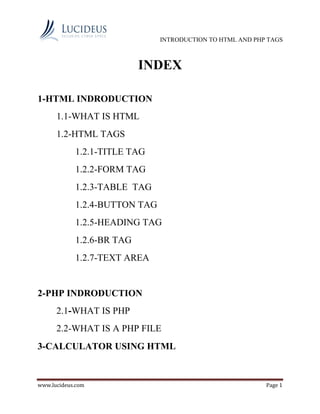 Basic introduction to html and php tags | PDF