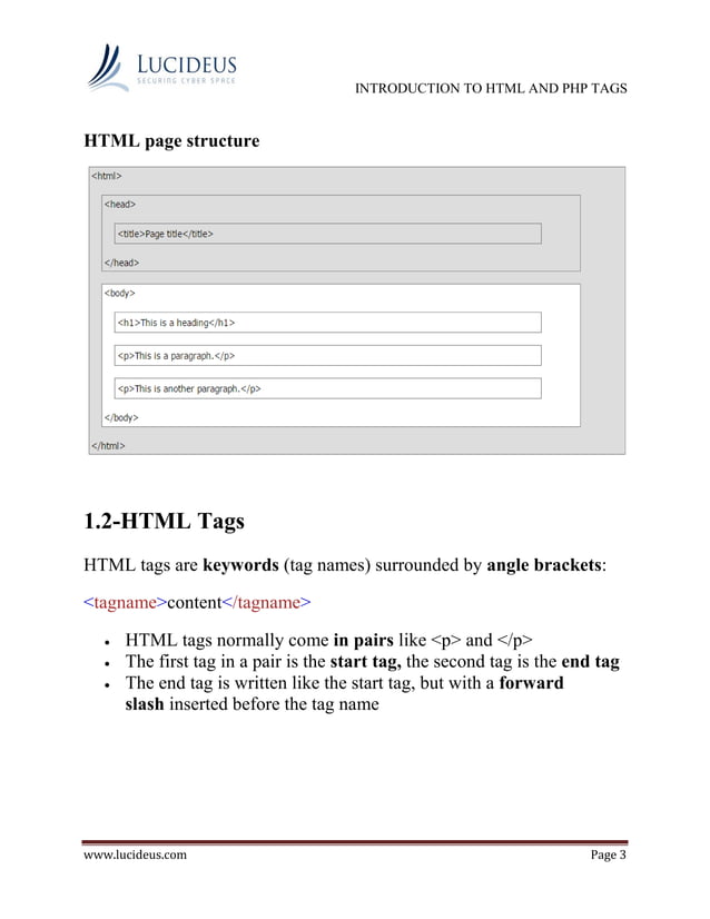 Basic introduction to html and php tags | PDF | Web Design and HTML ...