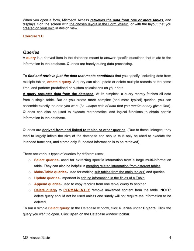 Basic Introduction To Ms Access Pdf