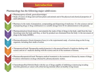 Basic introduction to Pharmacology | PPTX