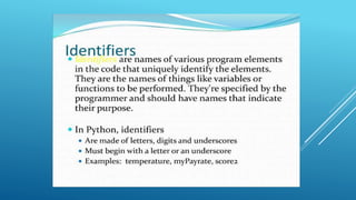 Basic introduction to python | PPTX