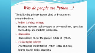 Basic introduction to python | PPTX