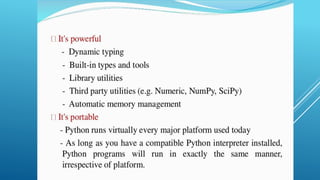 Basic introduction to python | PPTX