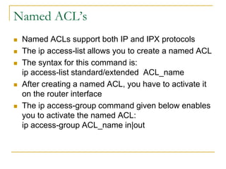 Basic ip traffic management with access control lists | PPTX