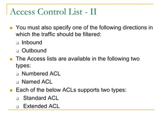 Basic ip traffic management with access control lists | PPTX