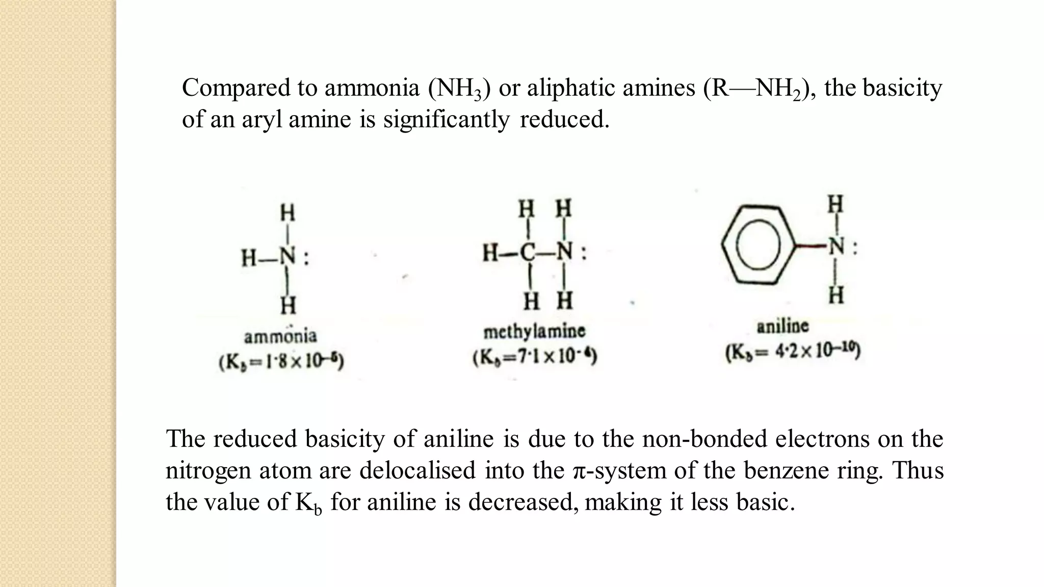 Basicity of aromatic amine | PDF