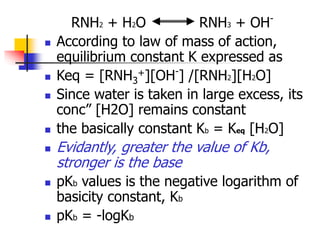 Basicity of amines B-pharmacy | PPT