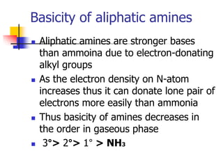 Basicity of amines B-pharmacy | PPT