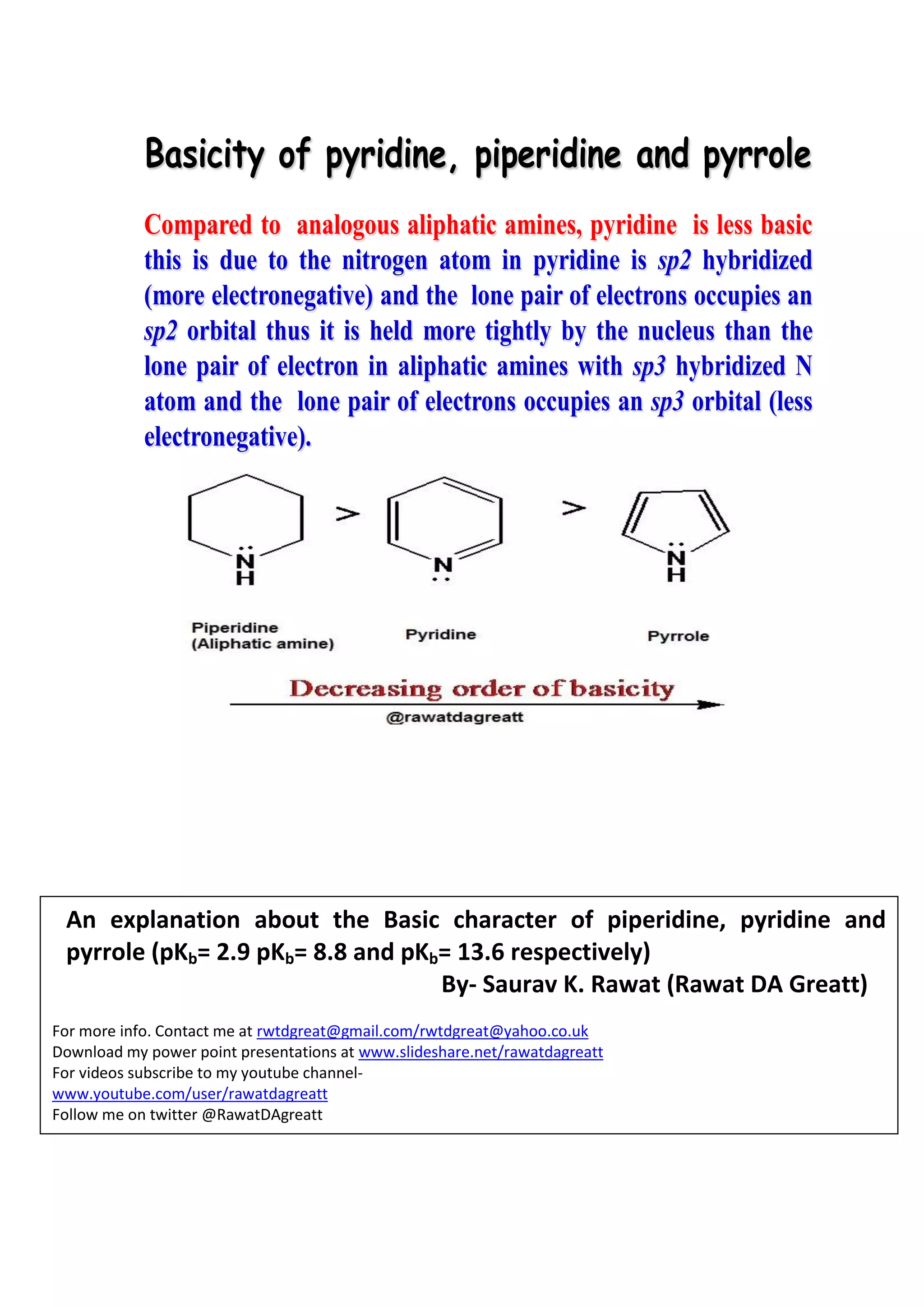 Basicity of heterocyclics pdf | PDF