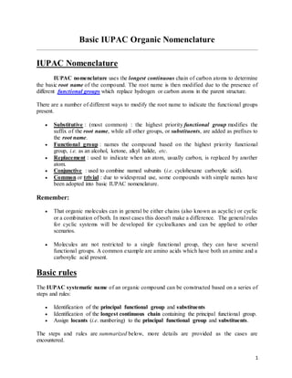 Basic iupac organic nomenclature | PDF