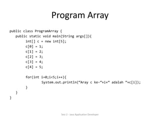 Basic Java Application Developer Sesi 2 | PPTX | Programming Languages | Computing