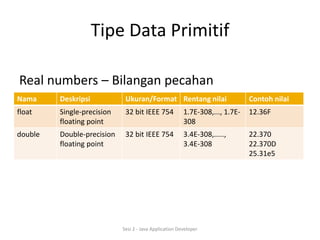 Basic Java Application Developer Sesi 2 | PPTX | Programming Languages ...