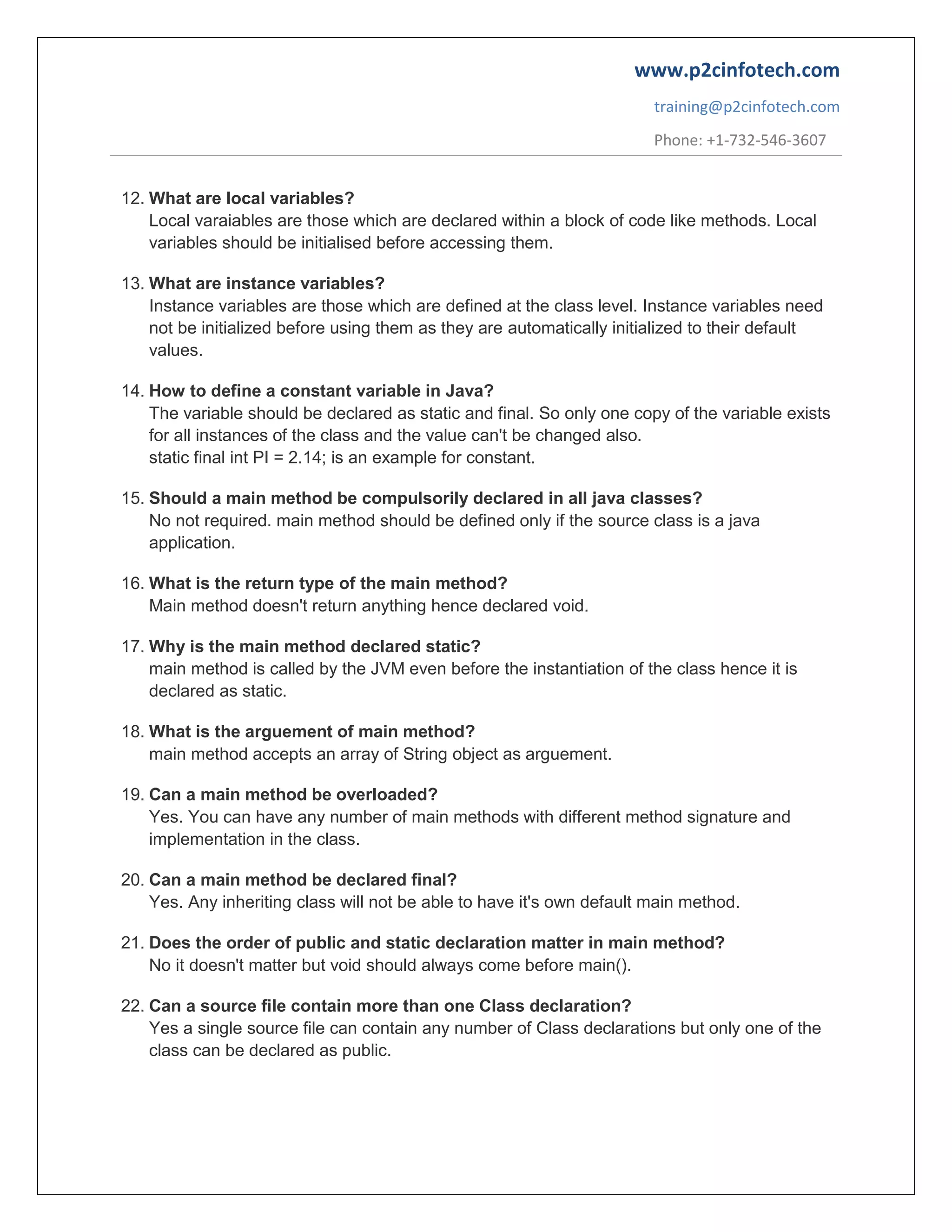 Basic Java Important Interview Questions And Answers To Secure A Job Pdf