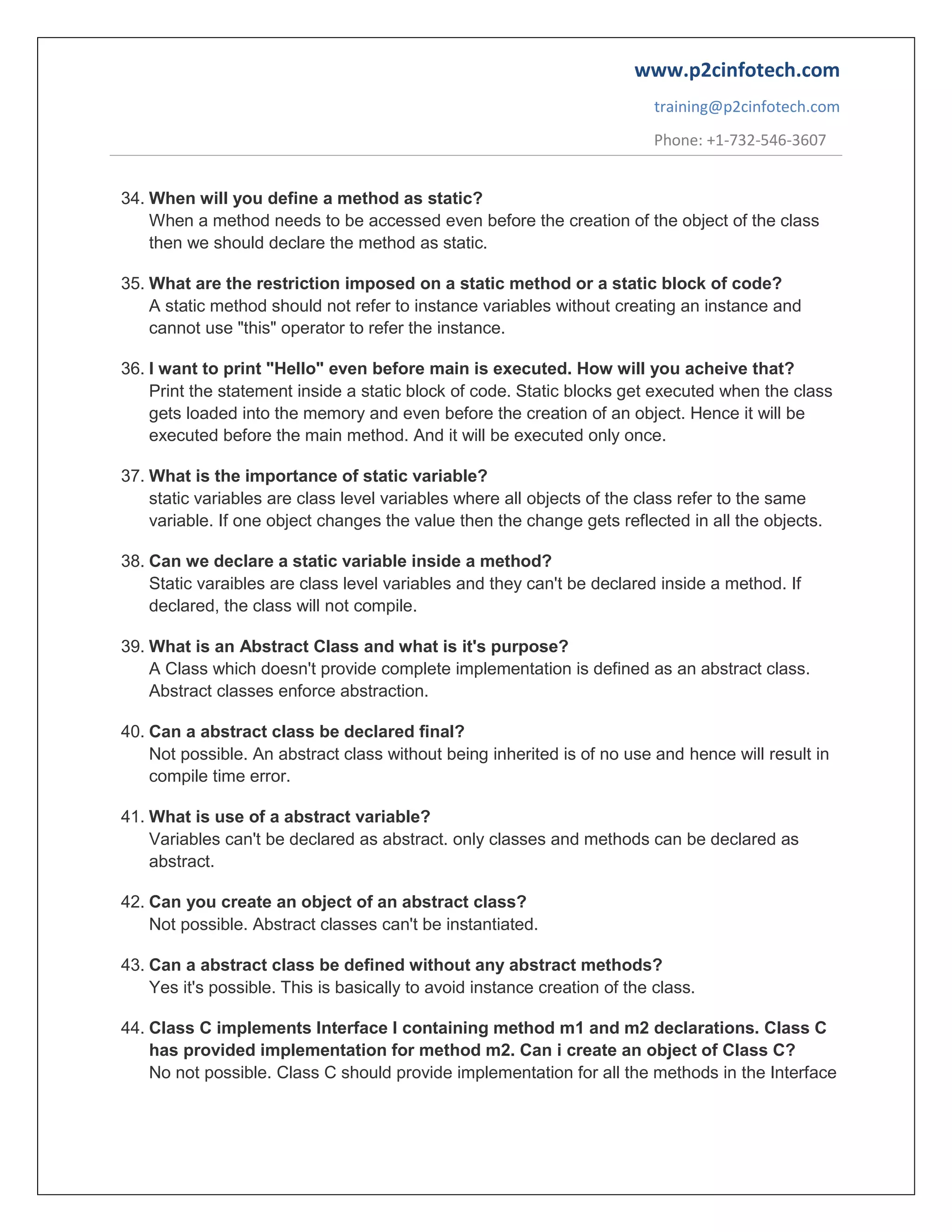 Basic Java Important Interview Questions And Answers To Secure A Job Pdf 
