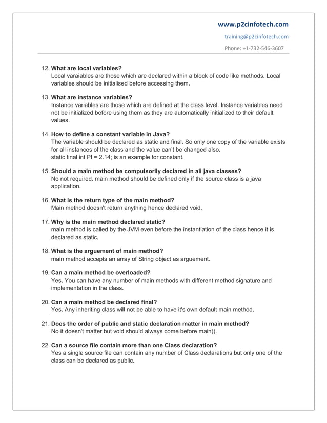 Basic Java Important Interview Questions And Answers To Secure A Job Docx