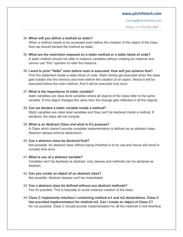 Basic java important interview questions and answers to secure a job | DOCX | Programming ...