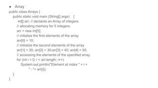 Basic java, java collection Framework and Date Time API | PPT