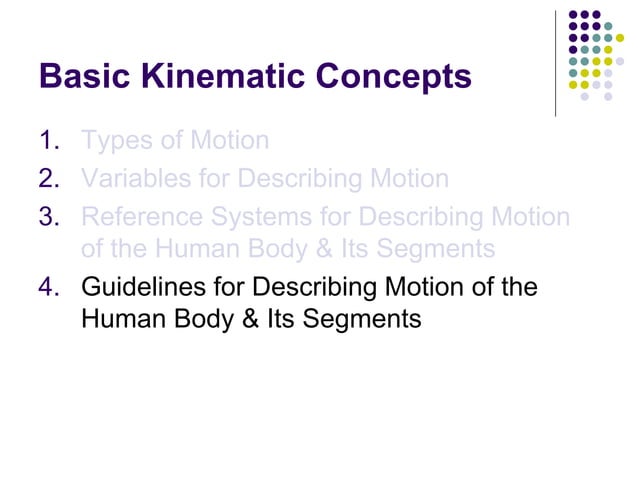Basic Kinematic Concepts for physical education students | PPT