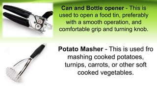 Basic kitchen tools and equipement | PDF