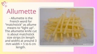 Basic Knife Cuts in TLE Cookery (Grade 10) | PPTX
