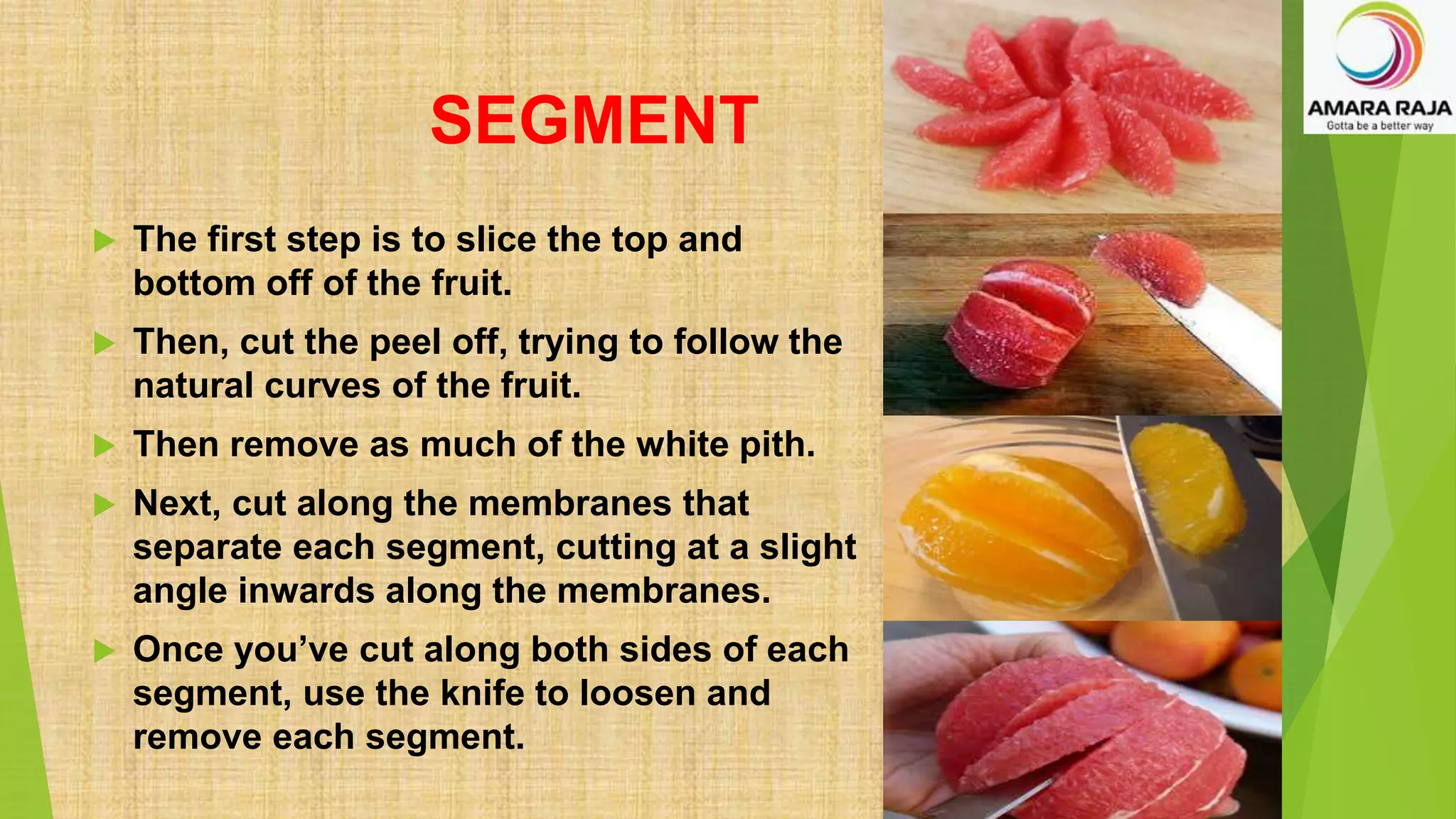 Basic knife skills and different types of vegetable cutting | PPTX