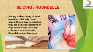 Basic knife skills and different types of vegetable cutting | PPTX