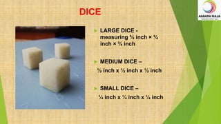Basic knife skills and different types of vegetable cutting | PPTX