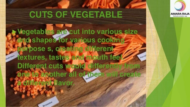 Basic knife skills and different types of vegetable cutting