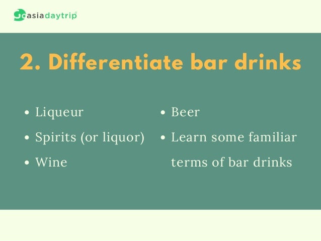 Basic knowledge about bar drinks