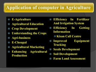 Basic knowledge of application of computers in agriculture | PPTX