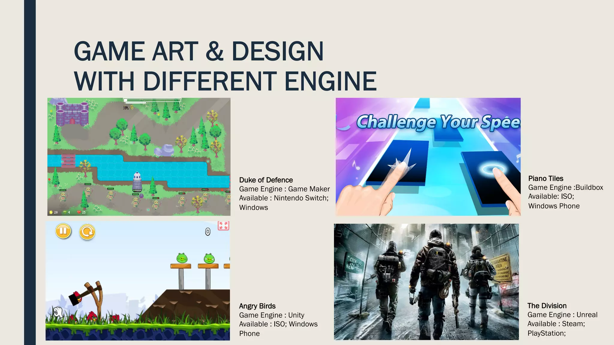Basic Knowledge of Game Design by Using Engines | PPT