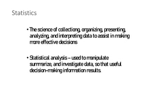 Basic knowledge on statistics | PDF